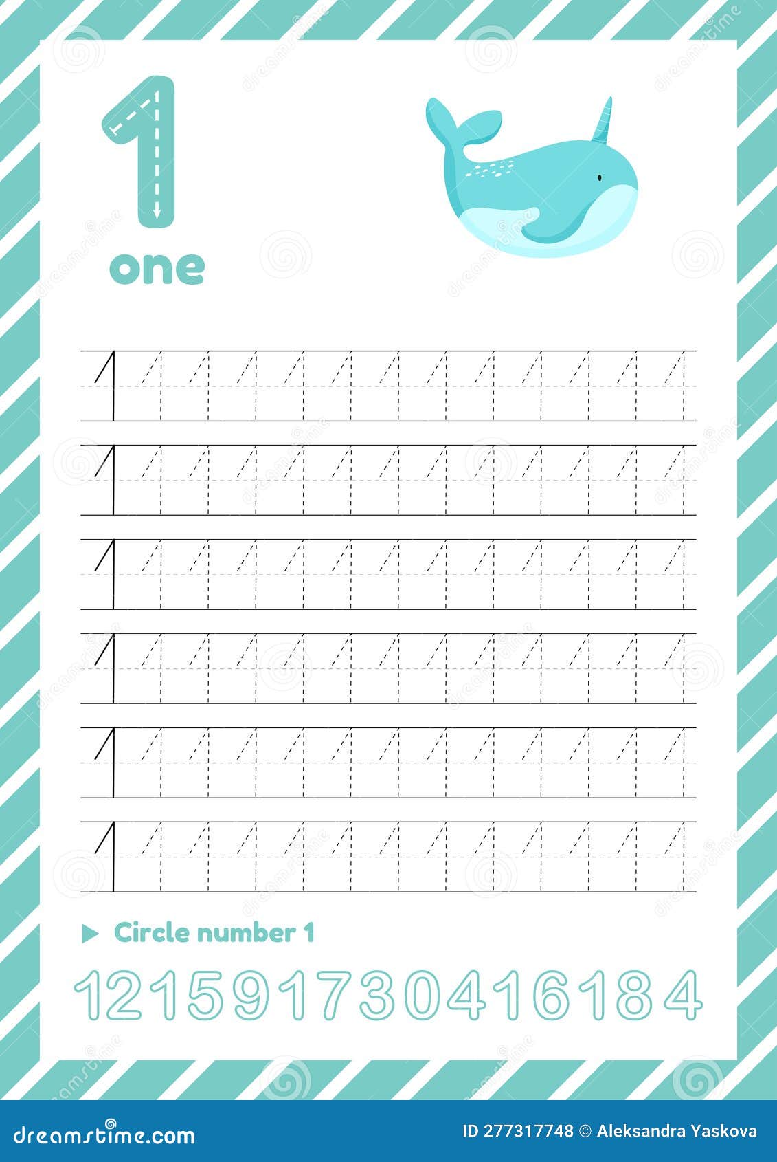 Learning Numbers Pages. Number One Stock Vector - Illustration of ...