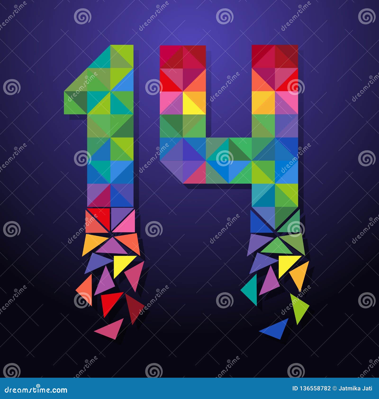 Shattered Triangle Number Fourteen Stock Vector - Illustration of color ...