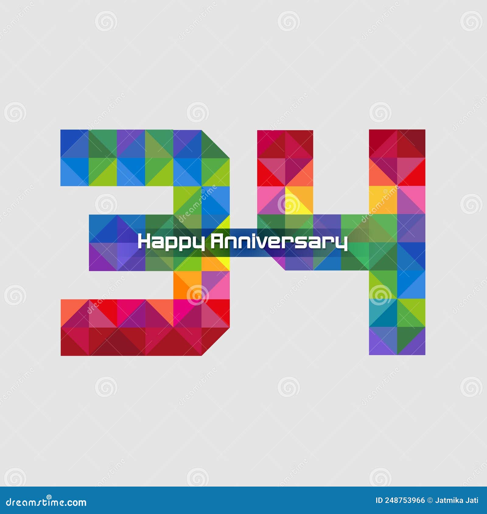 Number 34 in Triangular Style Stock Vector - Illustration of birthday ...