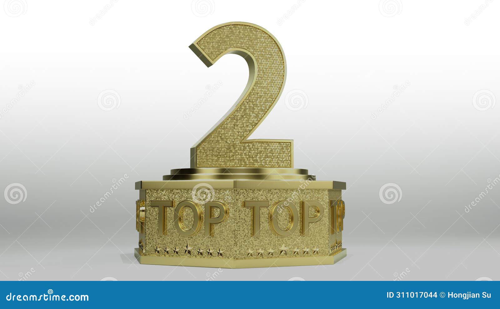 Number 2 Trophy on White Background.3D Illustration Stock Illustration ...
