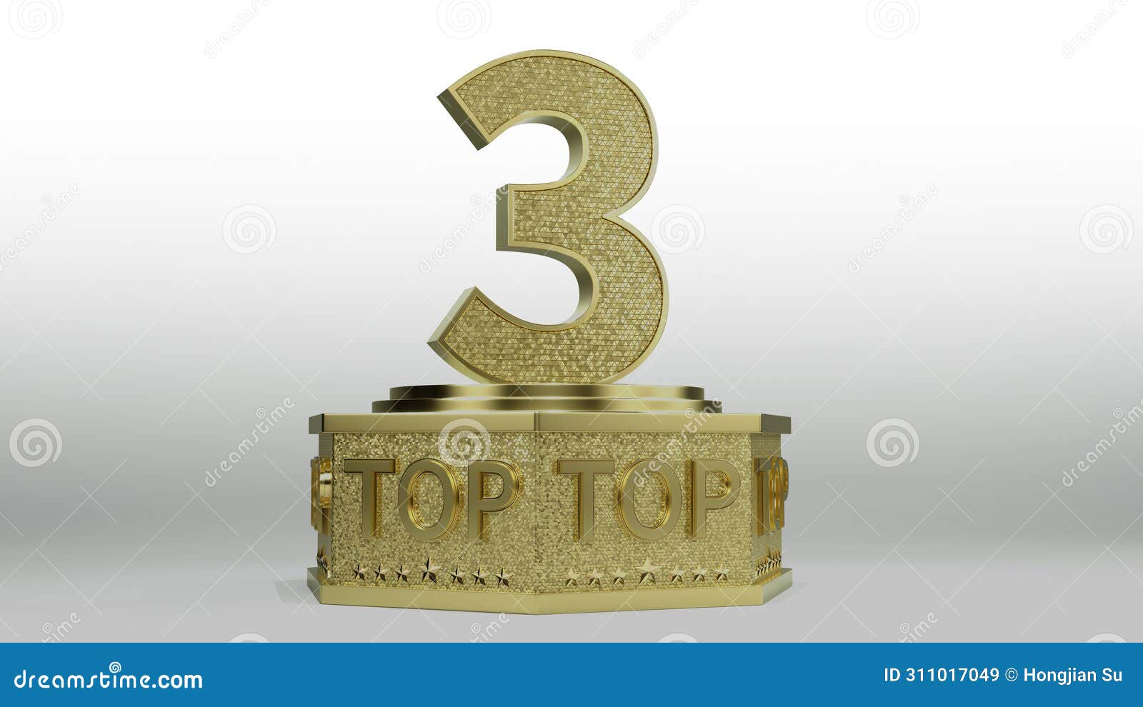Number 3 Trophy on White Background.3D Illustration Stock Illustration ...