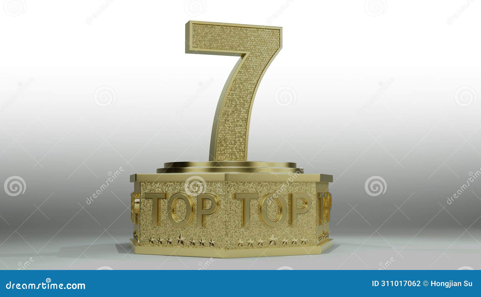 Number 7 Trophy on White Background.3D Illustration Stock Illustration ...