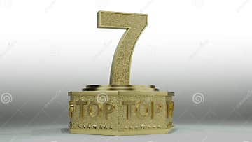 Number 7 Trophy on White Background.3D Illustration Stock Illustration ...