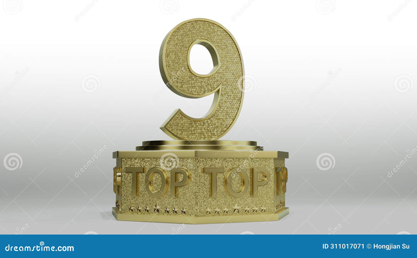Number 9 Trophy on White Background.3D Illustration Stock Illustration ...