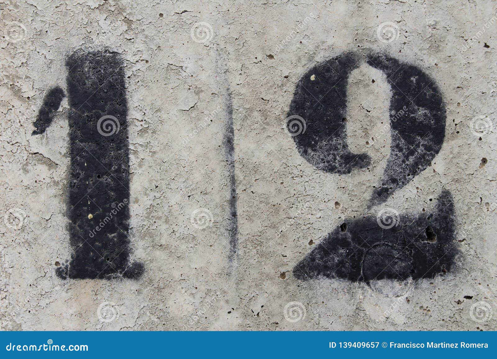 Number Twelve Painted Stencil on Concrete Wall Stock Image - Image of ...