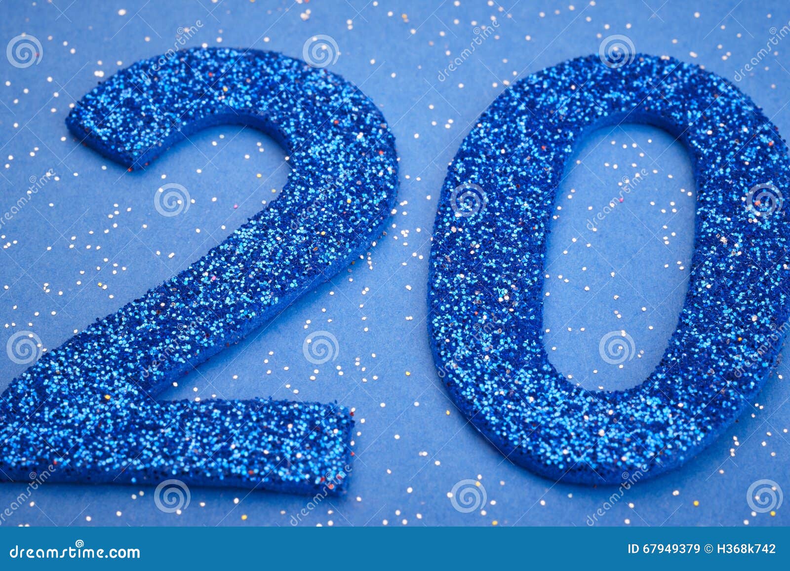 Number Twenty Blue Color Over a Blue Background. Anniversary Stock ...