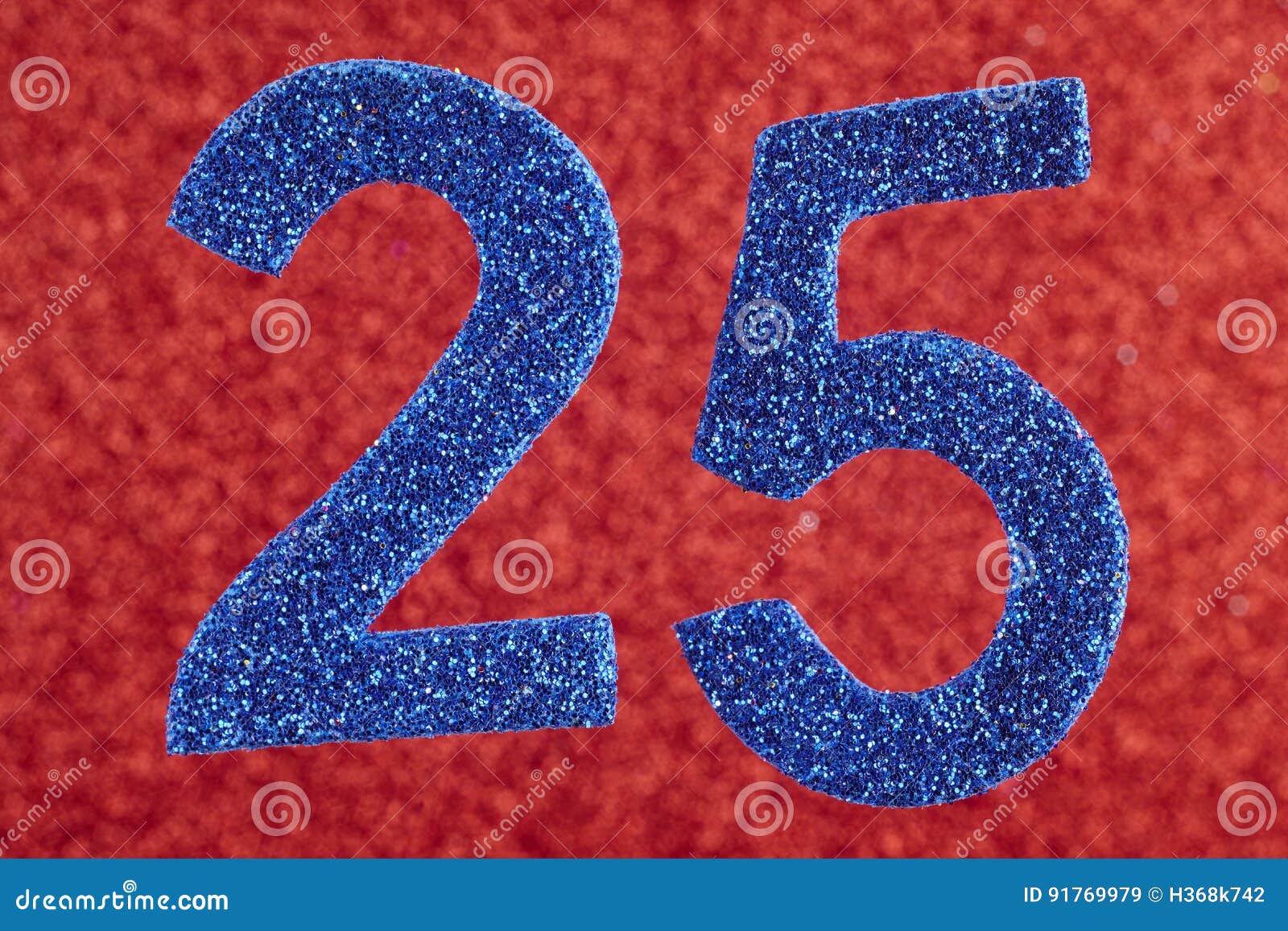 Number Twenty-five Blue Color Over a Red Background. Anniversary Stock ...