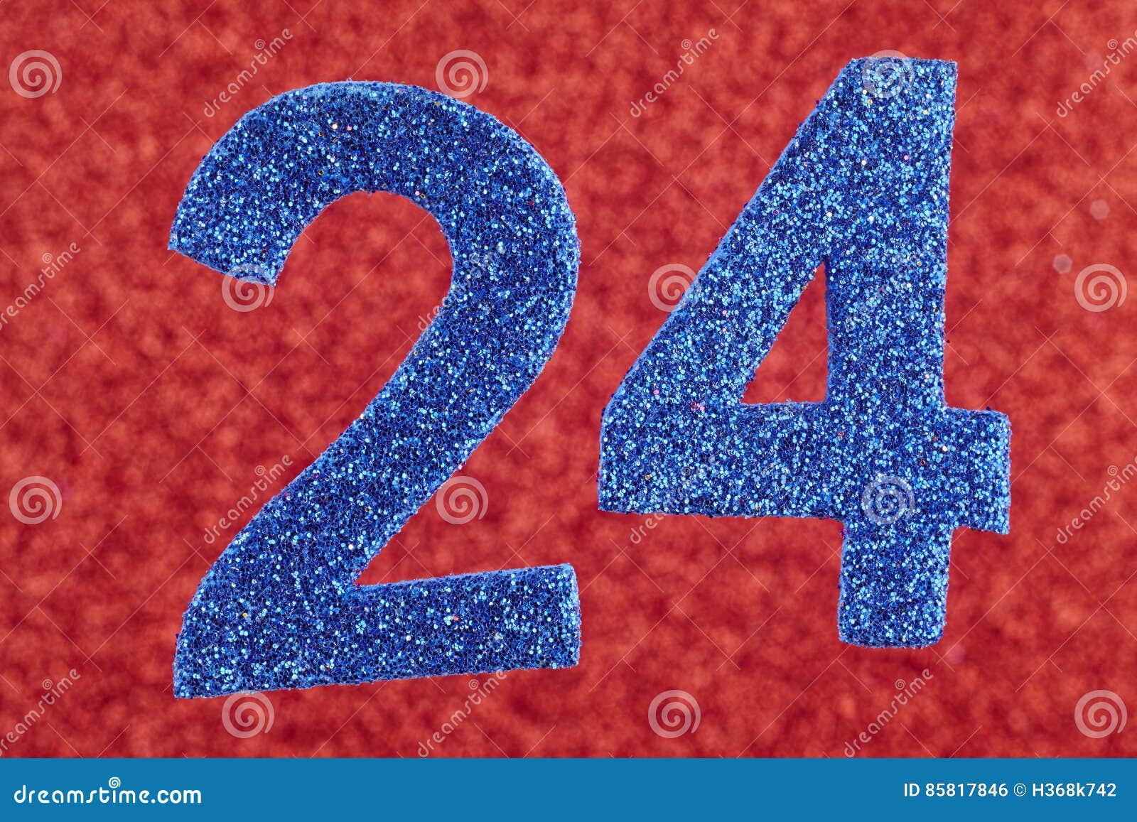 Number Twenty-four Blue Color Over a Red Background. Anniversary Stock ...