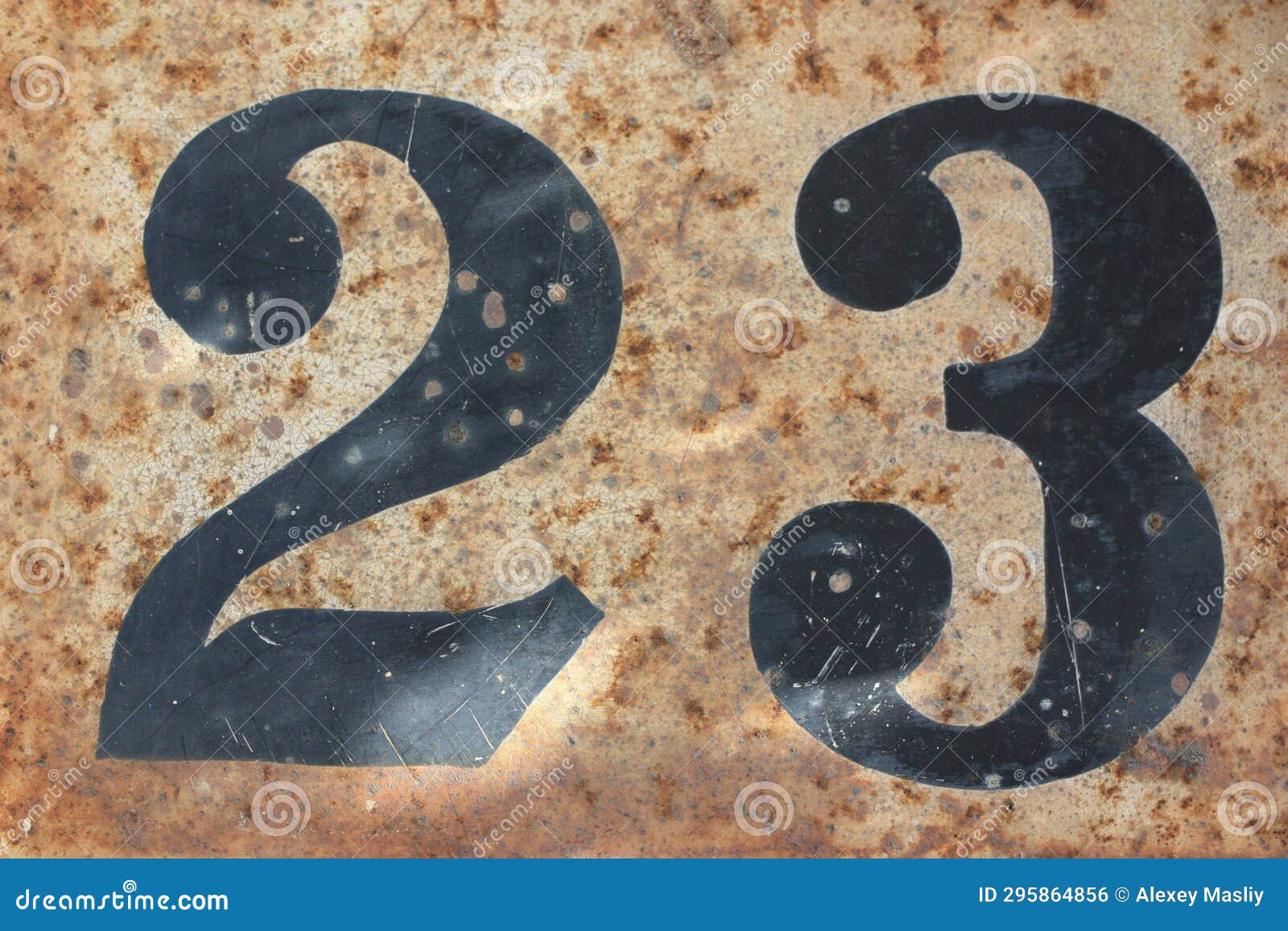 Number Twenty Three on a Metal Plate Close-up Stock Photo - Image of ...