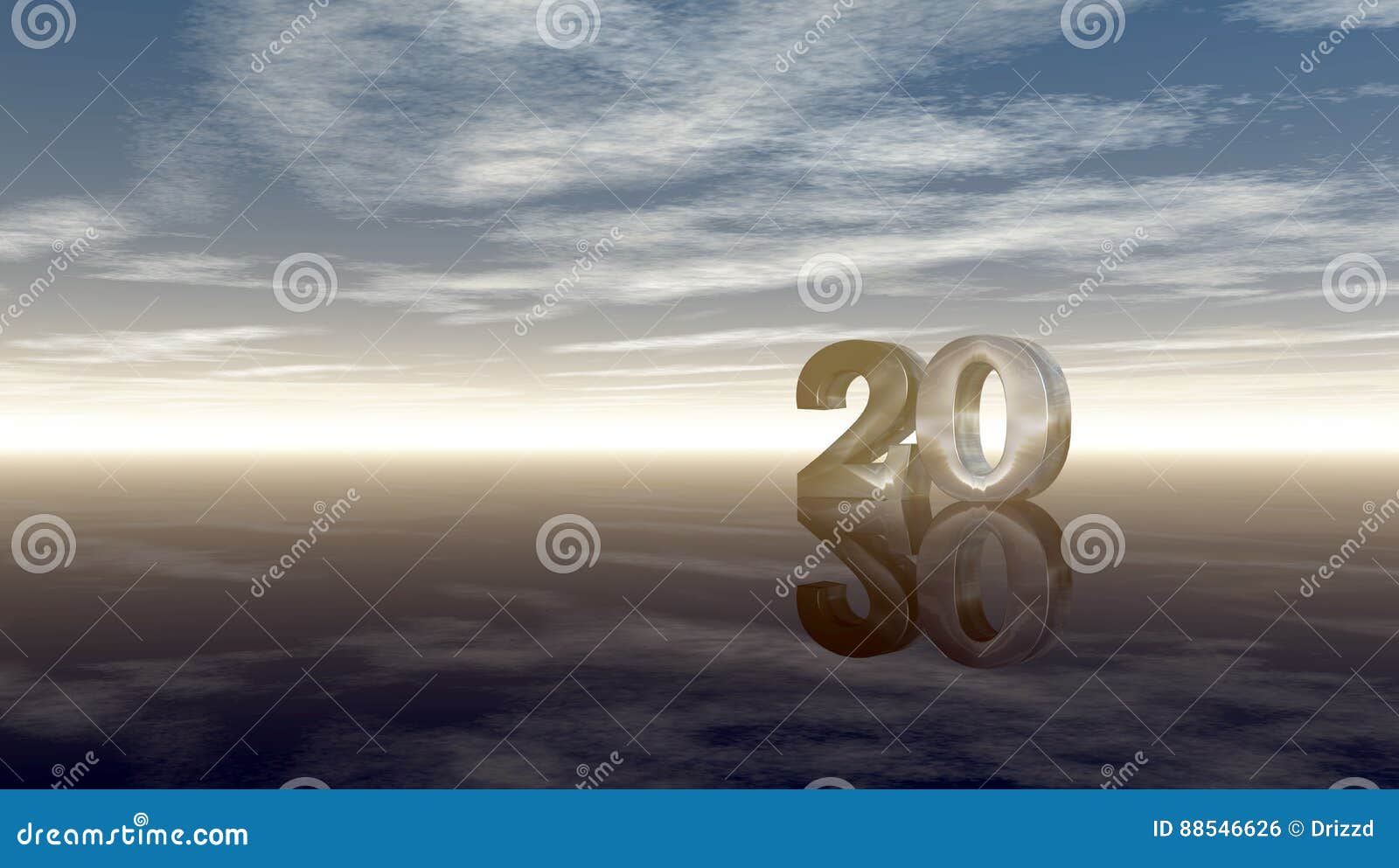Number Twenty Under Cloudy Sky Stock Illustration - Illustration of ...