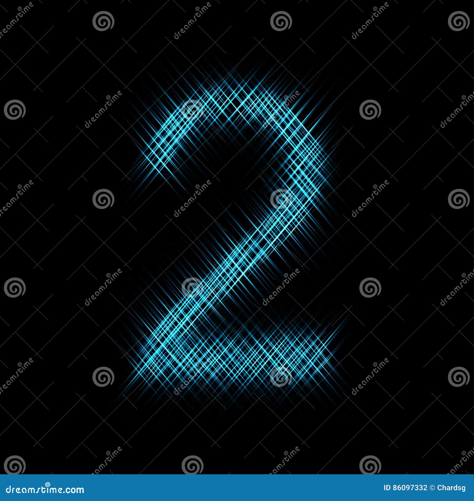 Number Two, Abstract Light on Dark Background. Vector Illustration ...