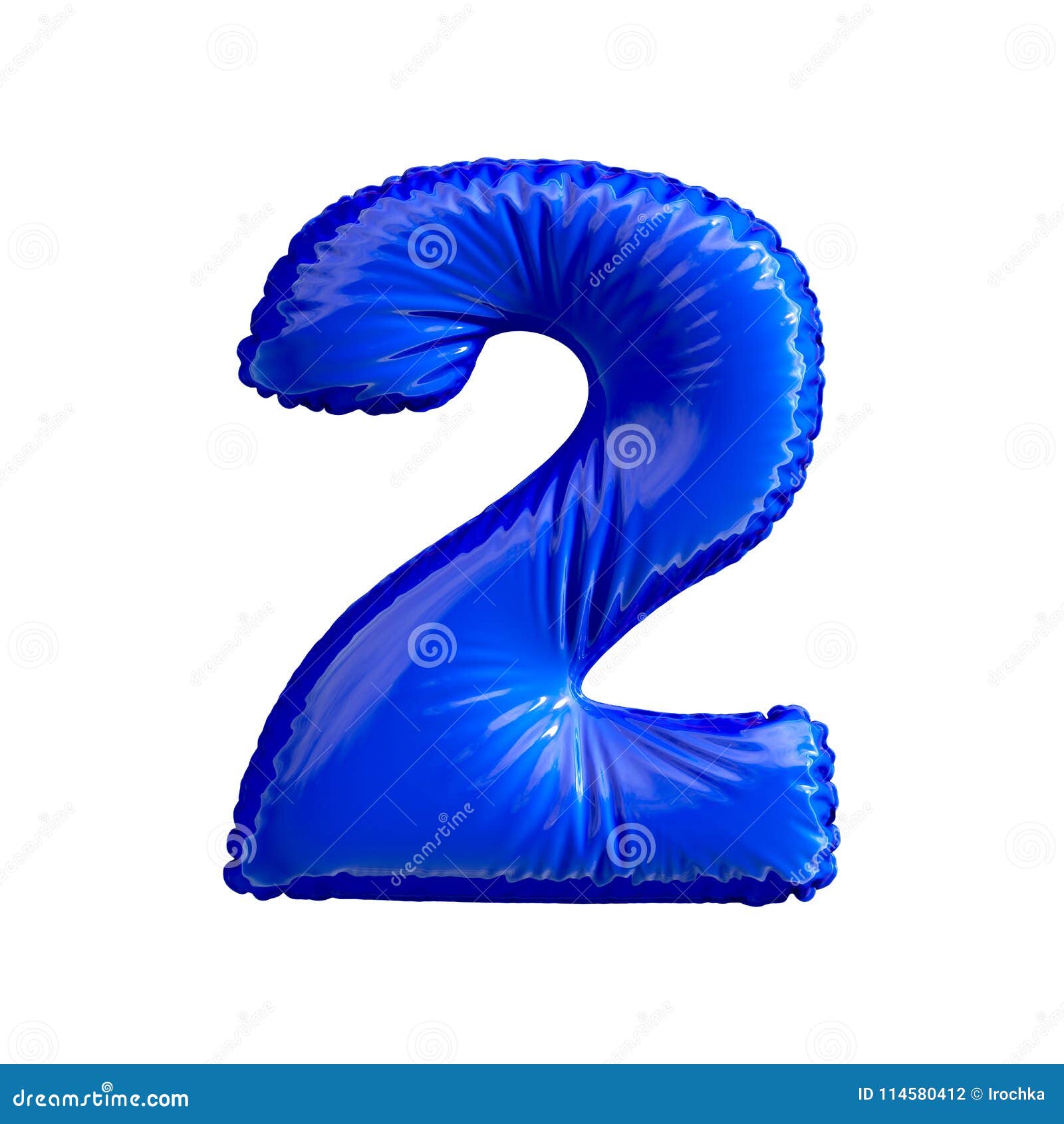 Number 2 Two of Blue Balloons on a White Background. Stock Illustration ...