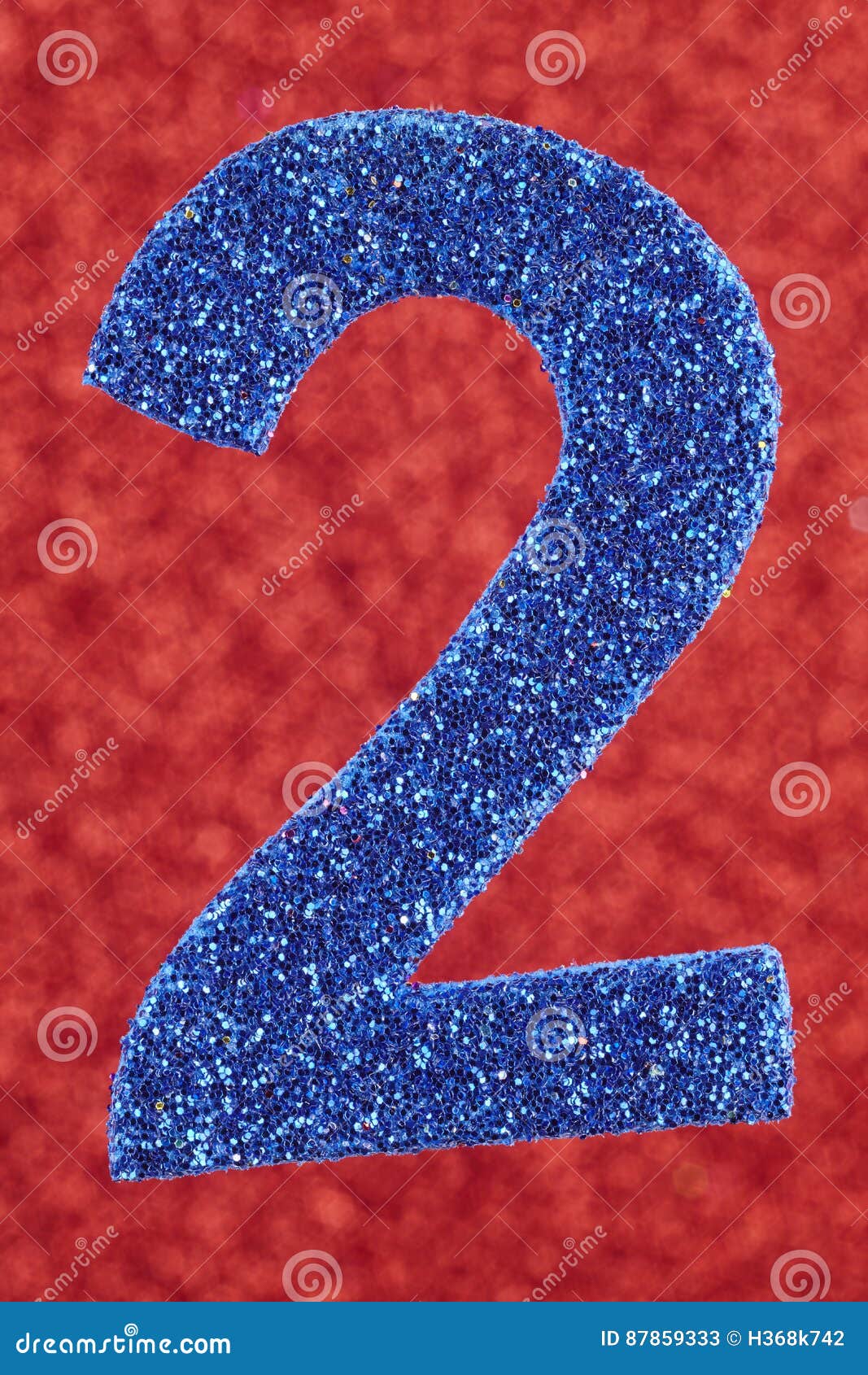 Number Two Blue Color Over a Red Background. Anniversary Stock Image ...