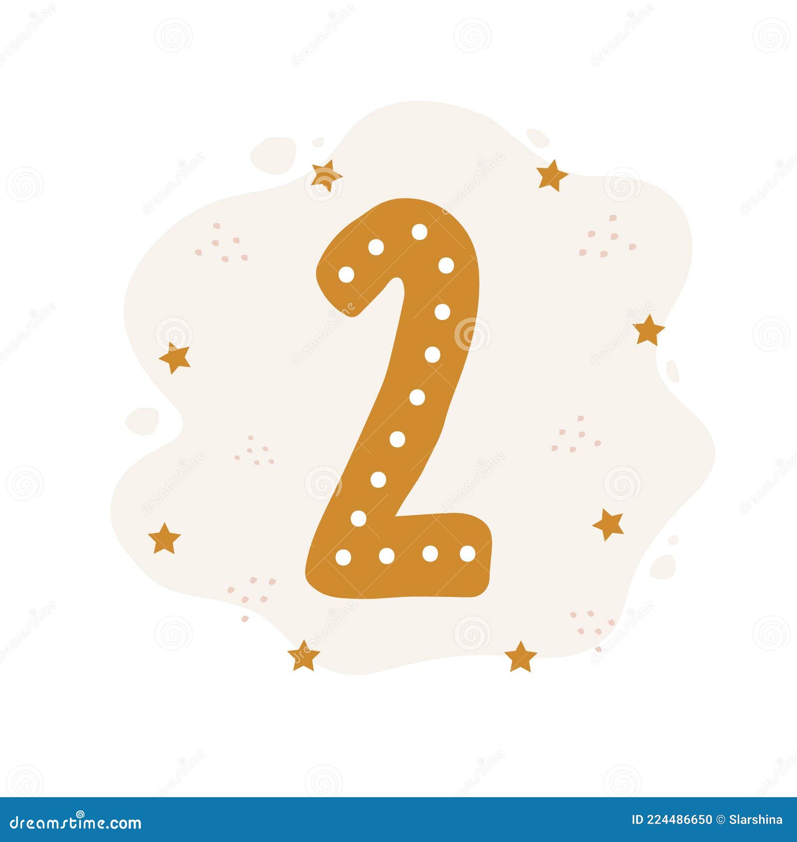 Number Two in Boho Style. Cute Doodle Element for Birthday Card ...