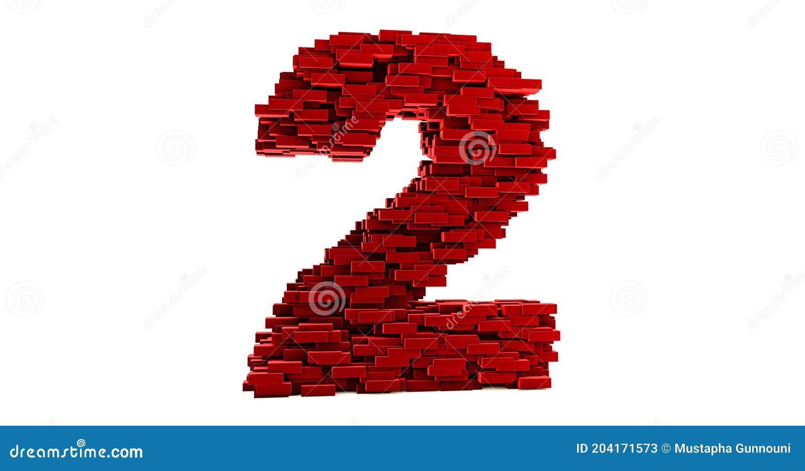 Number Two from Building Bricks, Concept of Red Bricks that Build Up To ...