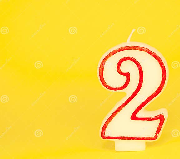 Number Two Candle on Yellow Background Stock Photo - Image of birthday ...