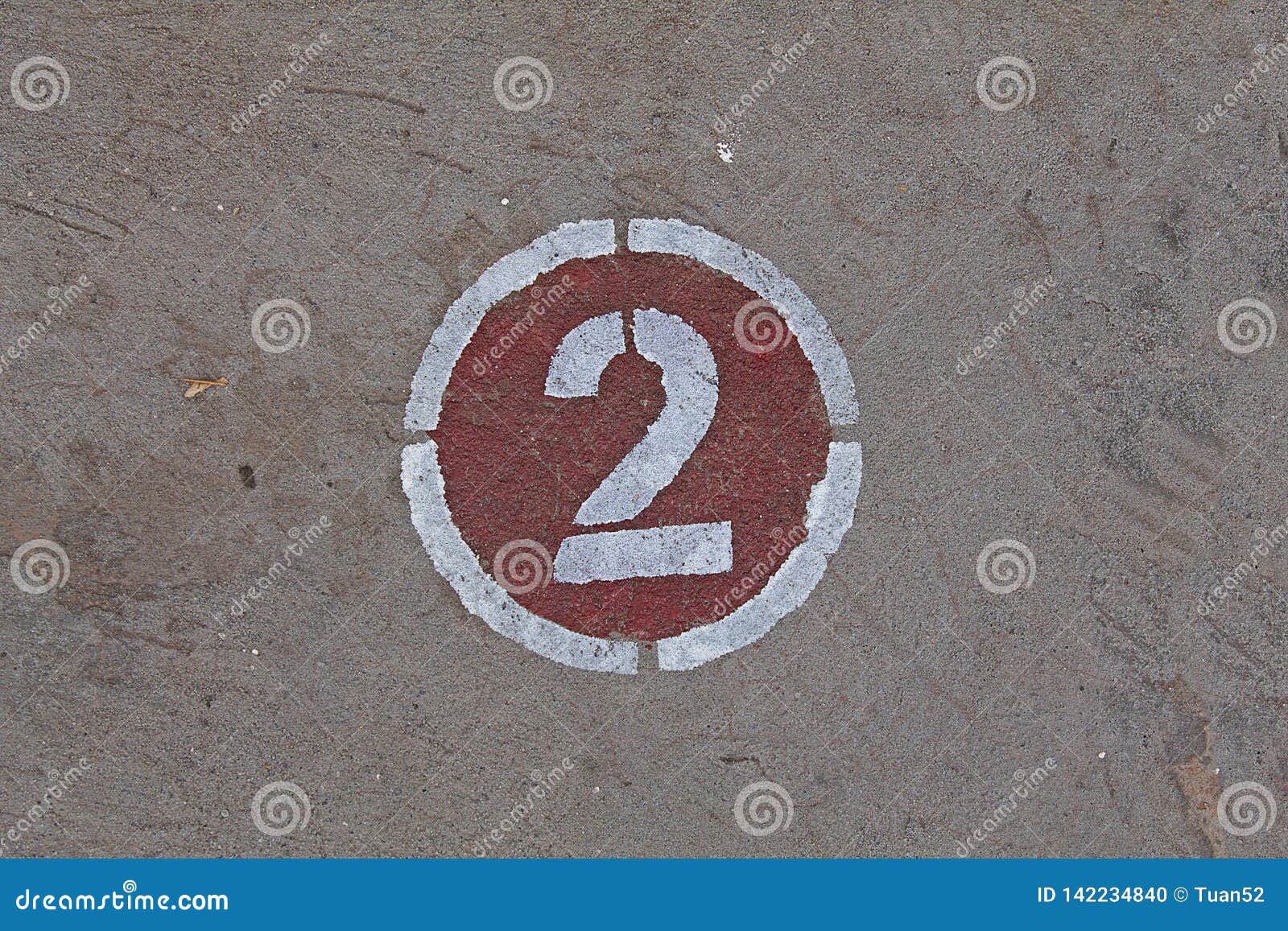 Number Two on Concrete Floor Stock Photo - Image of sidewalk, circle ...