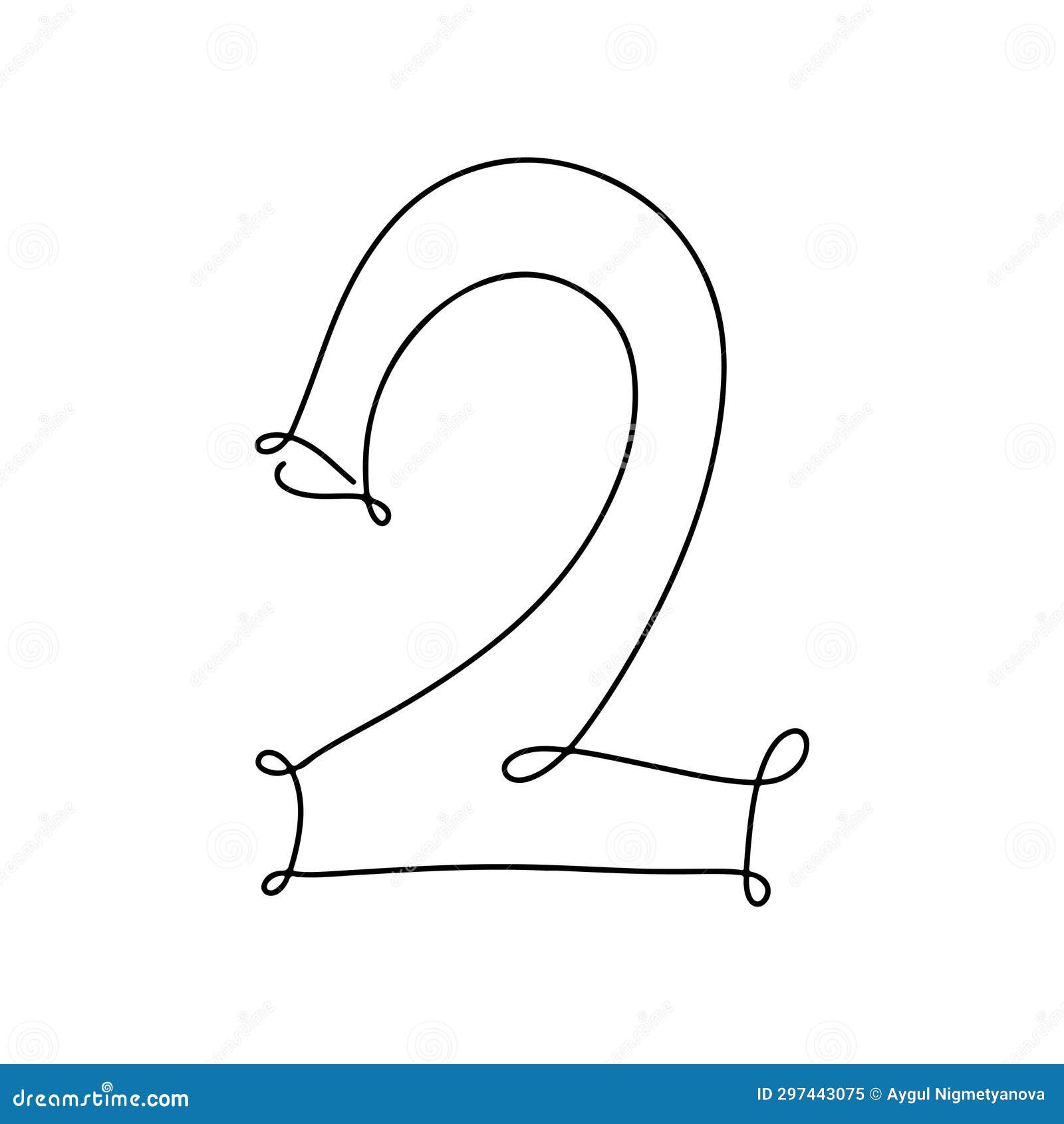 Number Two. Continuous Style. Vector Illustration Isolated on White ...