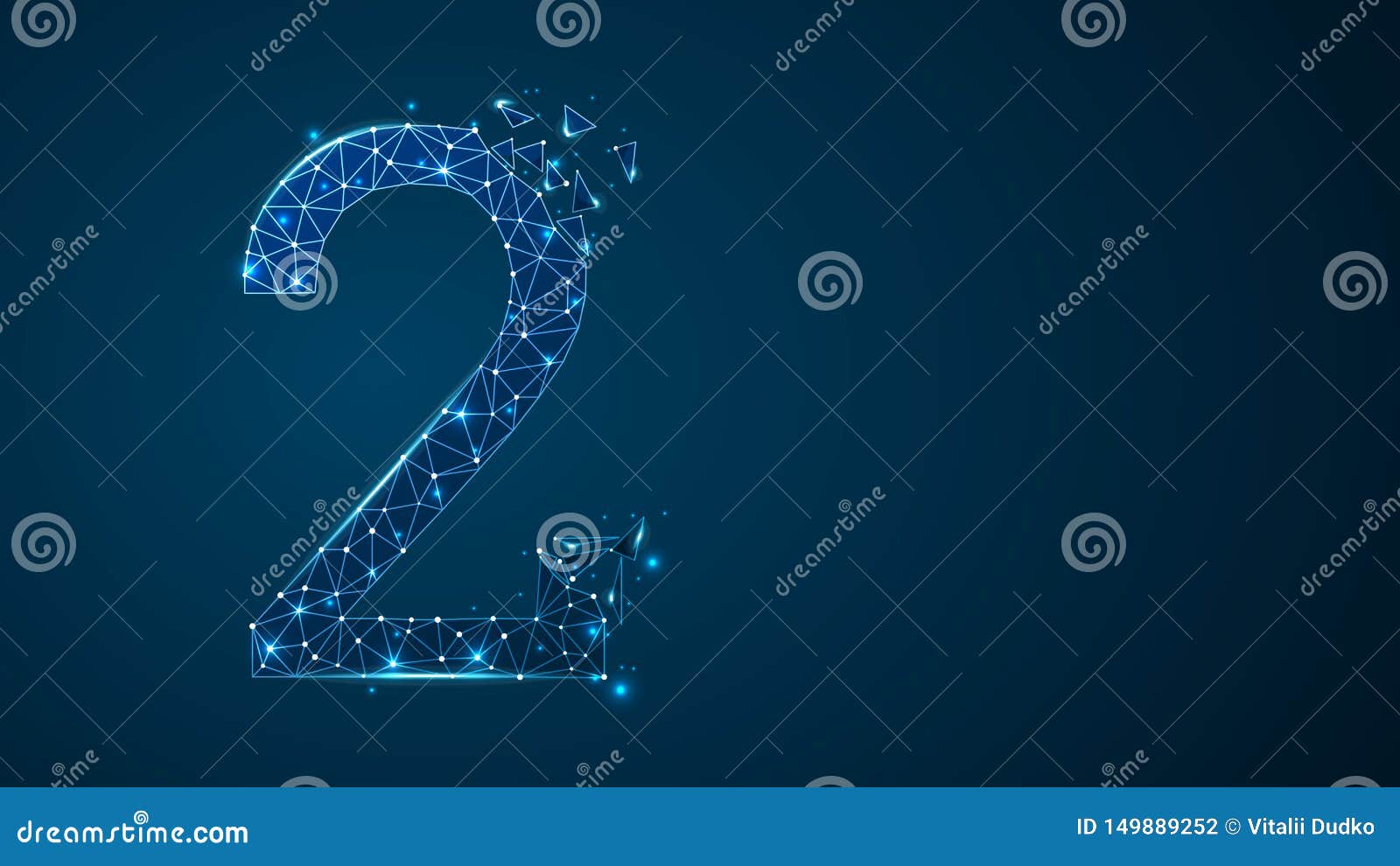 Number Two 2D Low Poly Abstract Illustration Consisting of Points ...