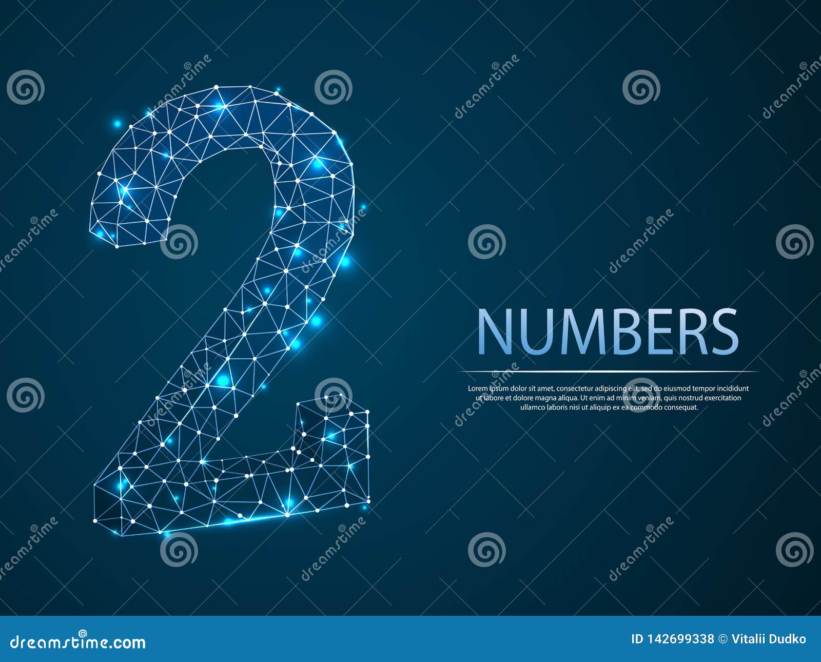 Number Two 3D Low Poly Abstract Illustration.Vector Digit 2 Wireframe ...