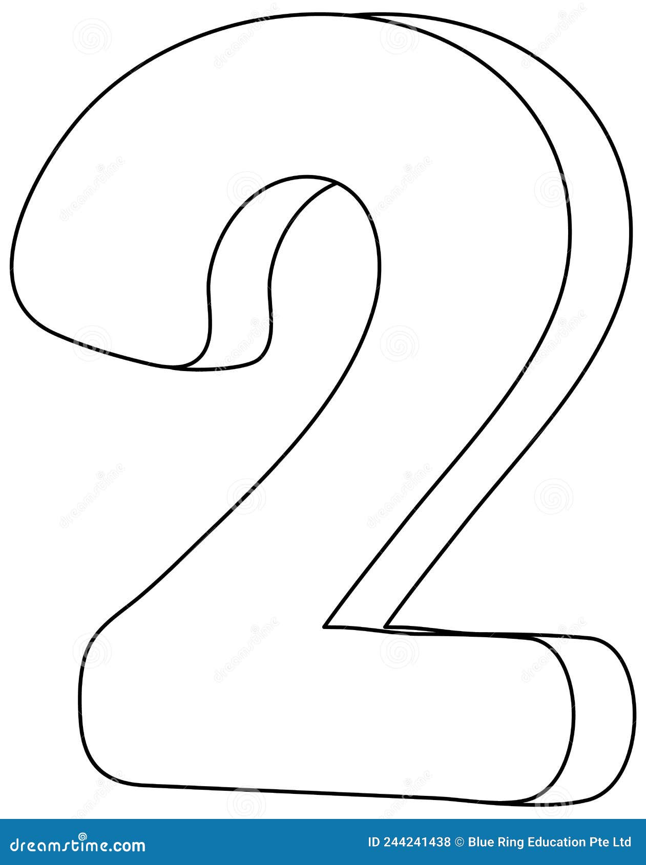 Number Two Doodle Outline for Colouring Stock Vector - Illustration of ...