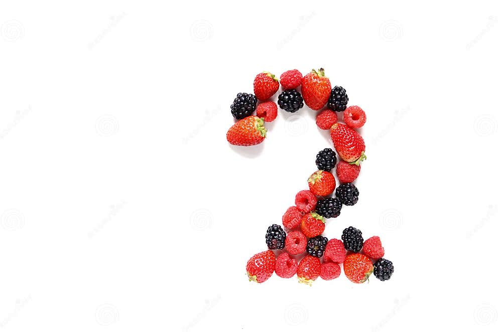 Number two with fruits stock image. Image of design, solid - 27290727