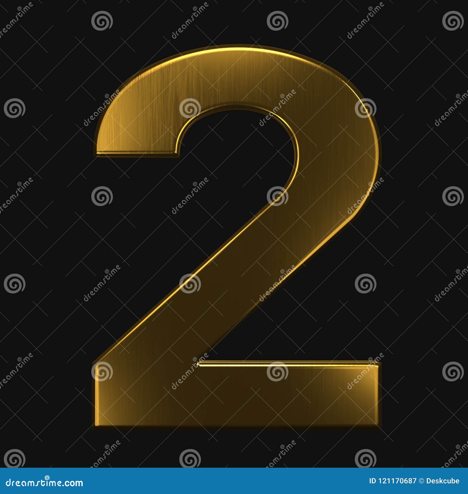 Number Two 2 Gold. 3D Render Illustration Stock Illustration ...