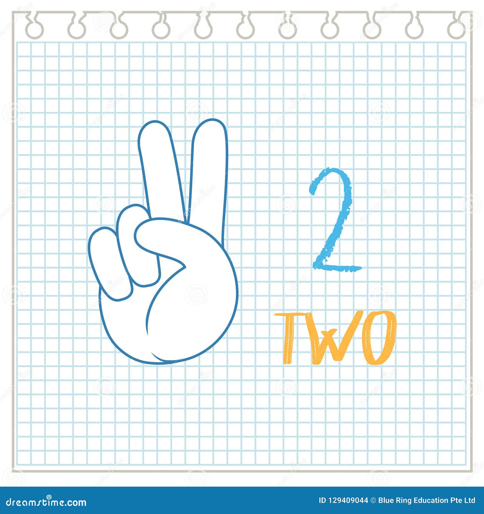 Number Two Hand Gesture on Paper Template Stock Vector - Illustration ...