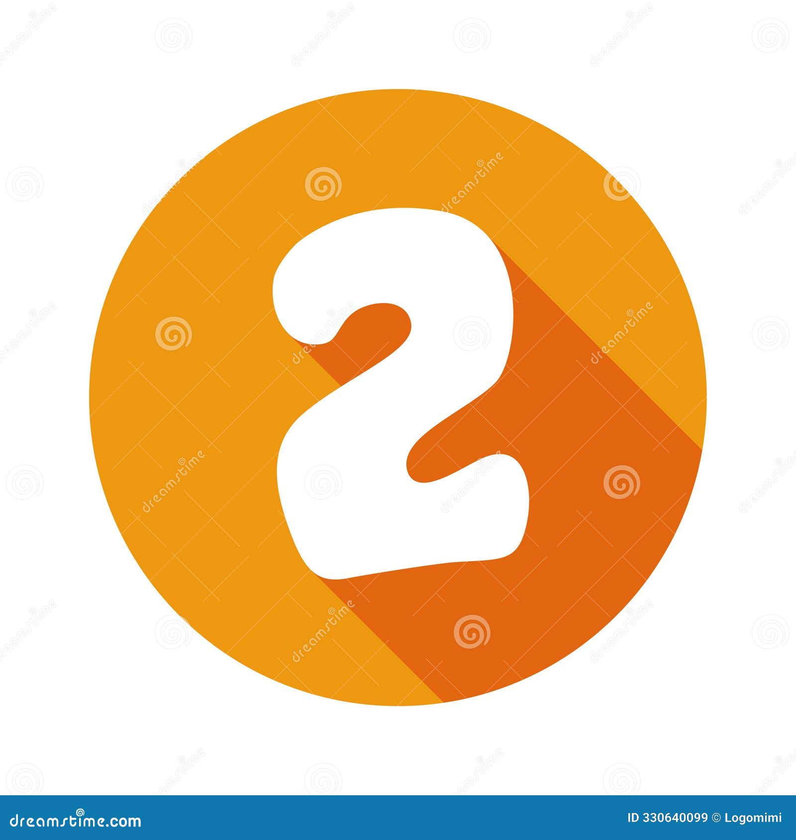 Number 2 Two Icon Vector Illustration, Flat Design Icon with Long ...