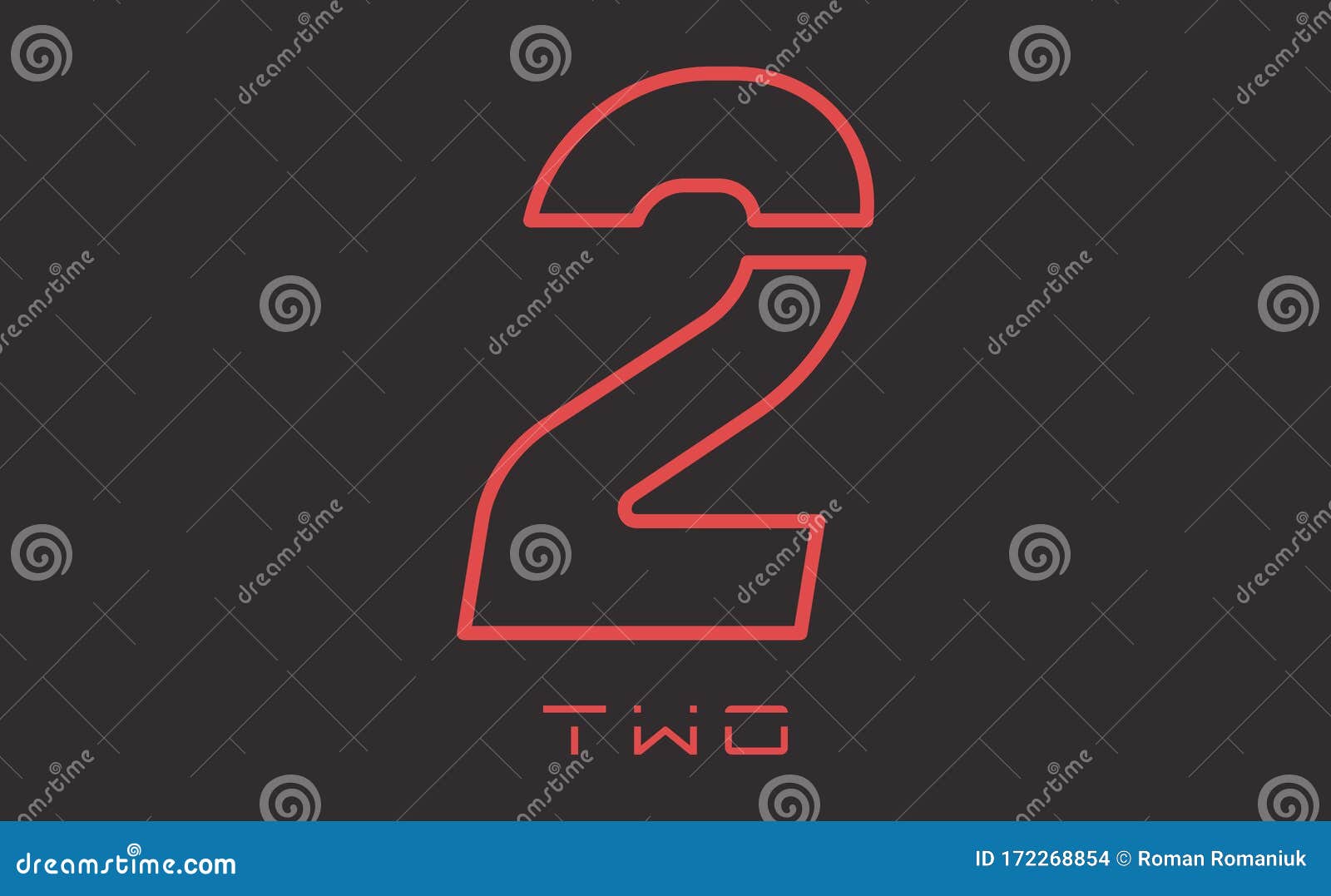 Number Two Logo Vector Illustration. Red Number 2 Isolated on Black ...