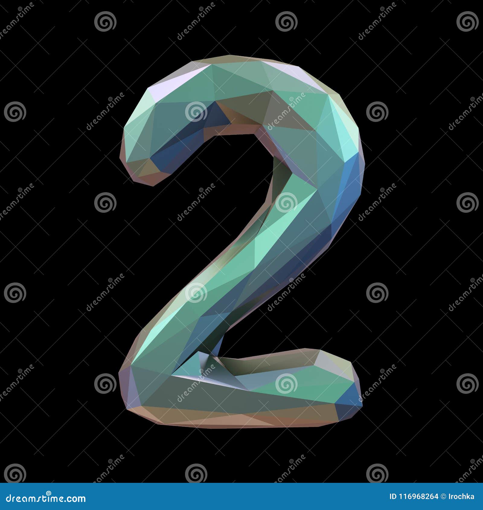 Number 2 Two in Low Poly Style Isolated on Black Background. 3d Stock ...