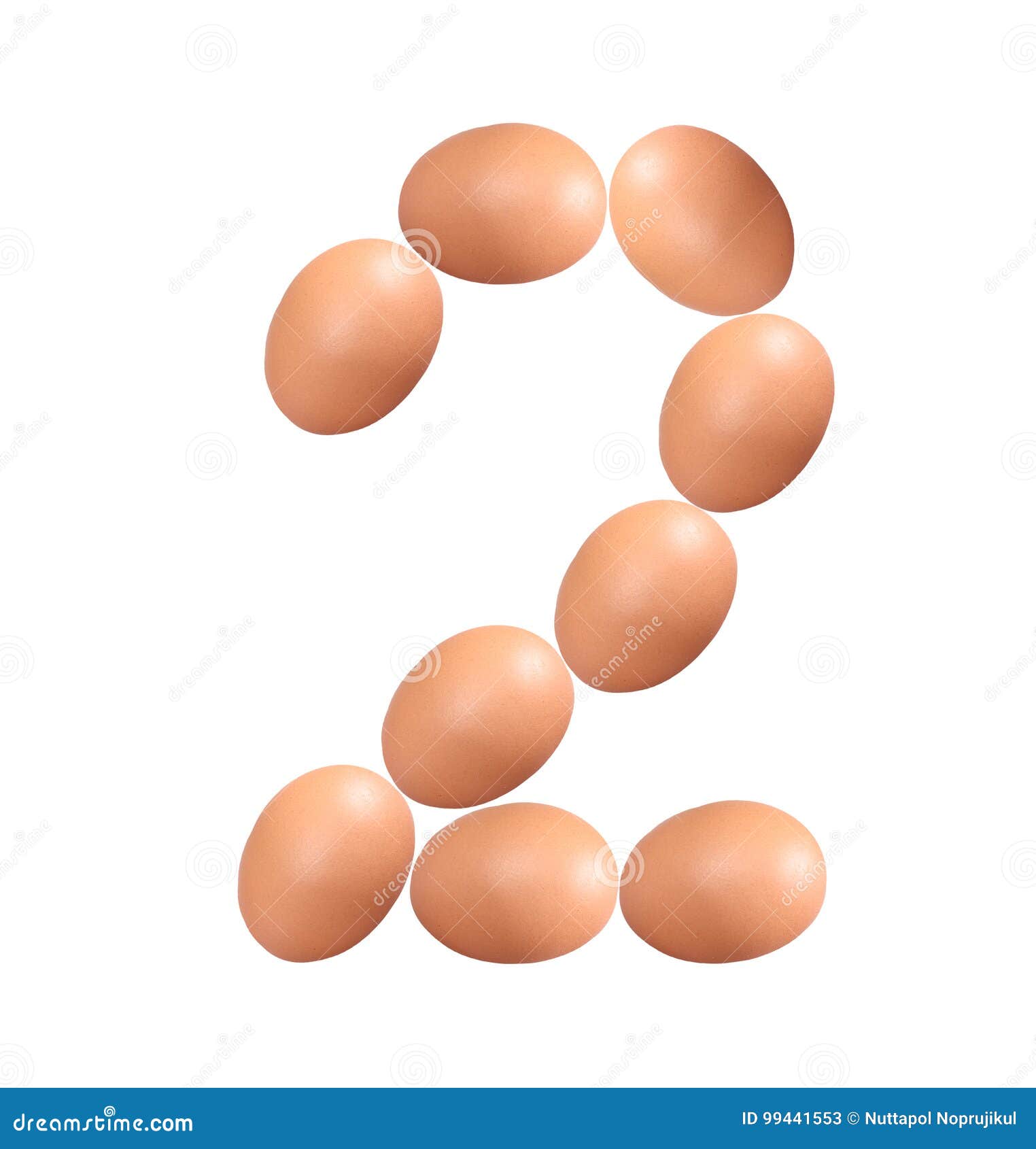 Number Two Made Of Easter Eggs Isolated On White Background.Chicken ...