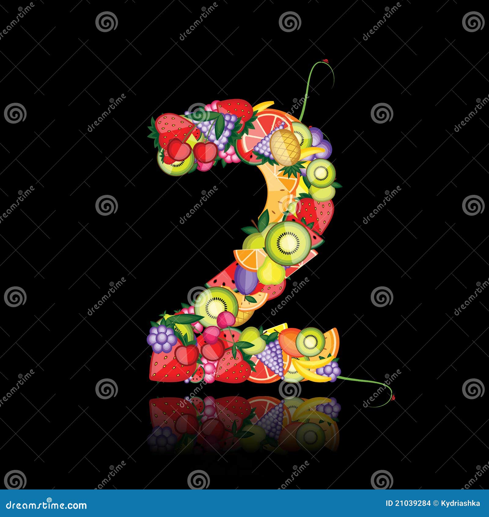 Number Two Made from Fruits. Stock Vector - Illustration of math, digit ...