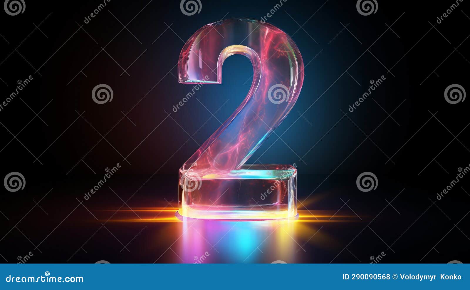 The Number Two Made of Neon Lights. Generative Ai Stock Photo - Image ...