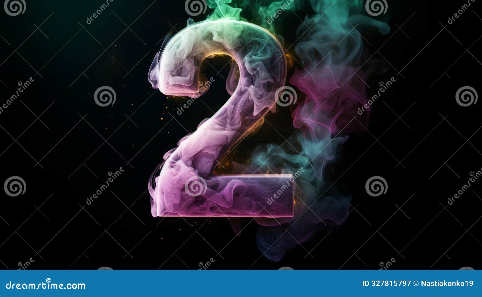 The Number 2 Two is Made Up of Colored Smoke Stock Image - Image of ...