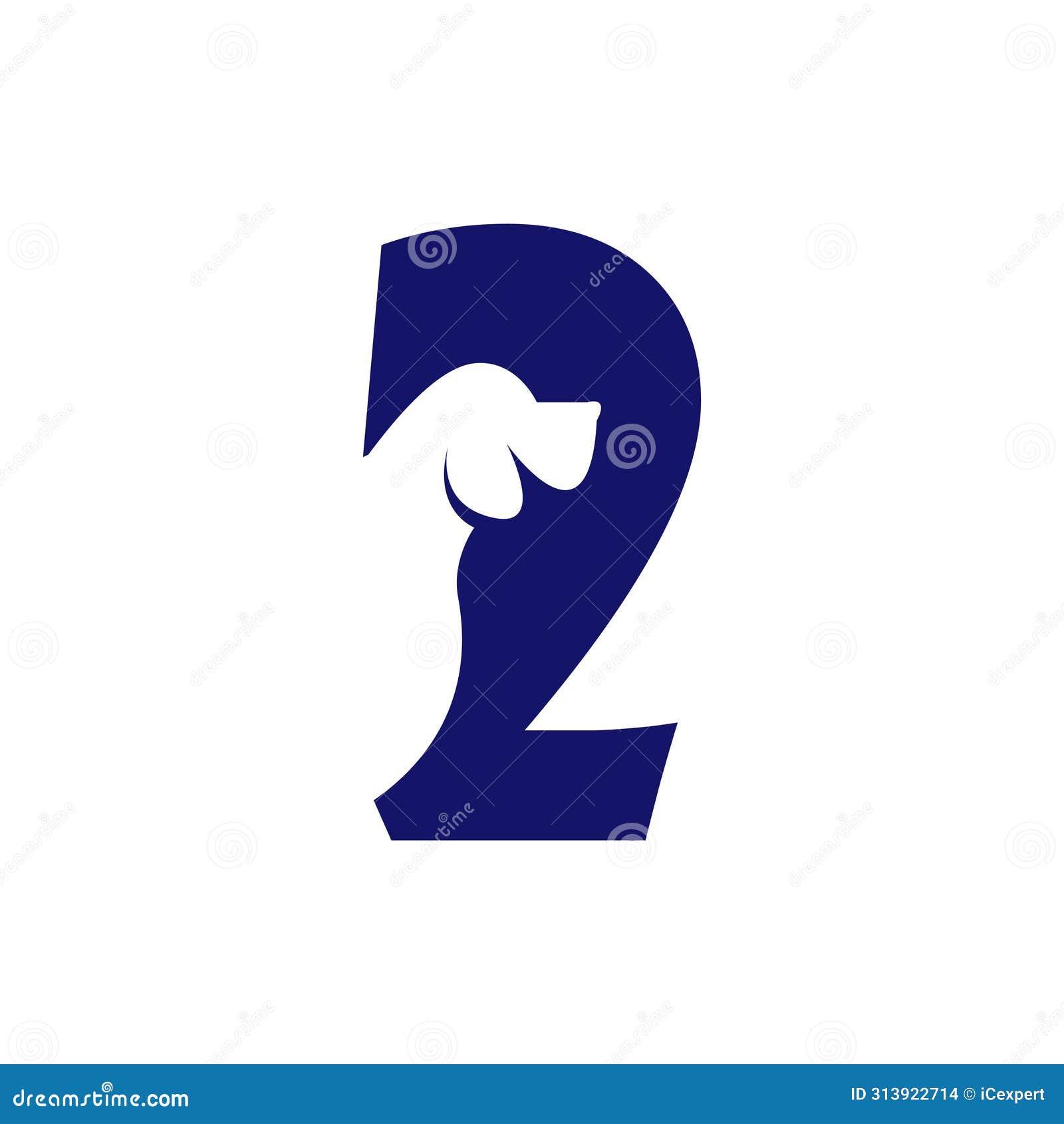 Number Two with a Negative Space Dog Logo Stock Vector - Illustration ...