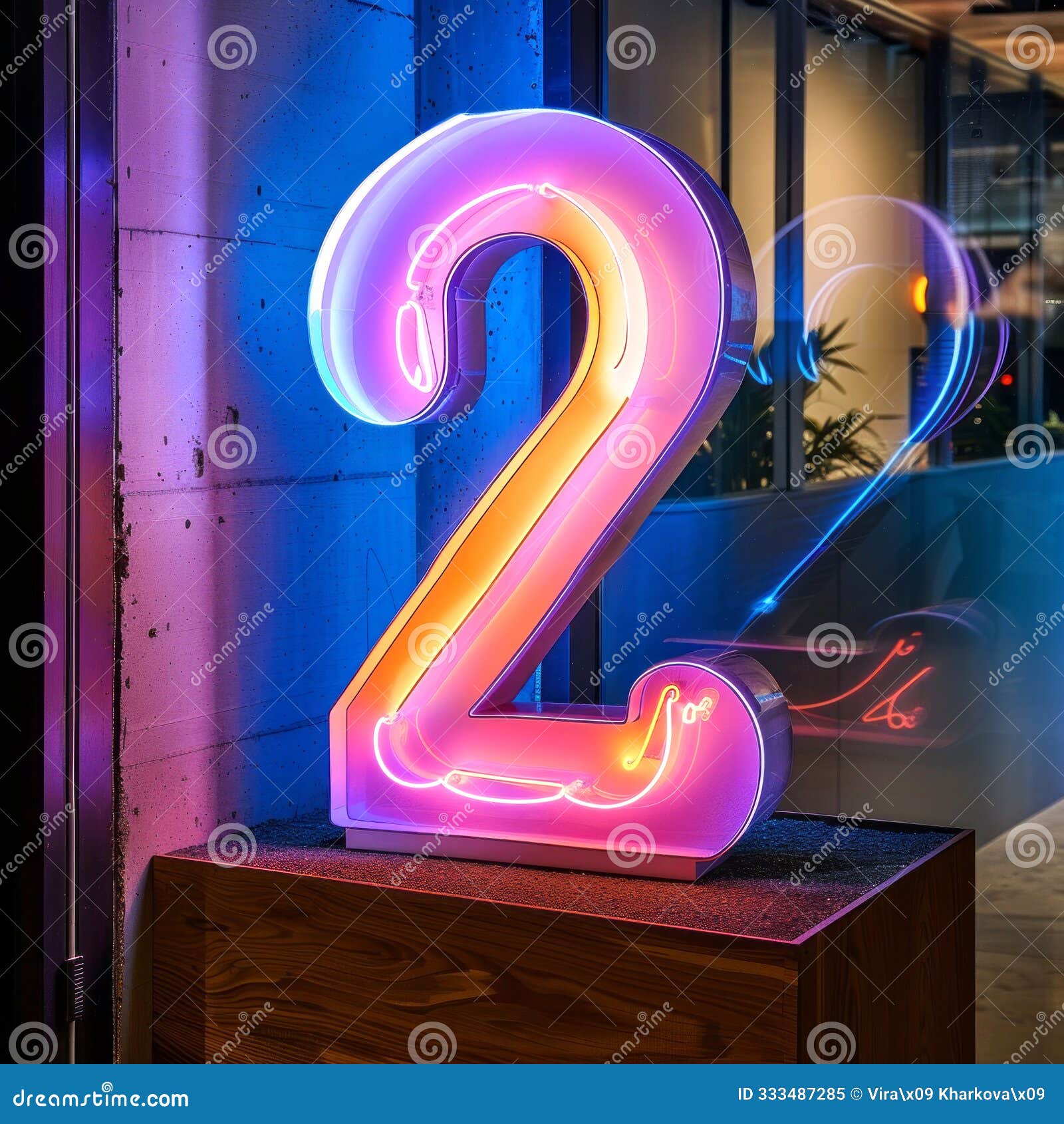 Number Two on Neon Sign. Neon Light Tube Number 2 Stock Illustration ...