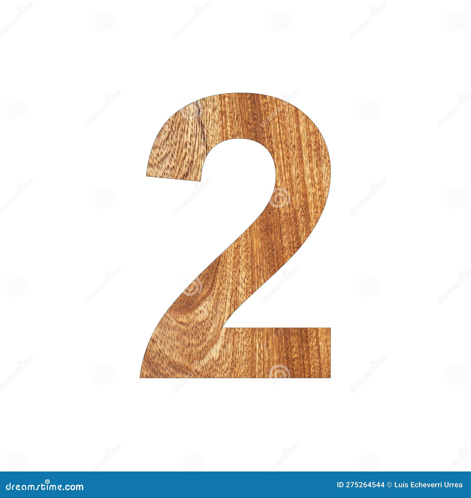 Number Two - the 2 in Oak Wood. White Background Stock Photo - Image of ...
