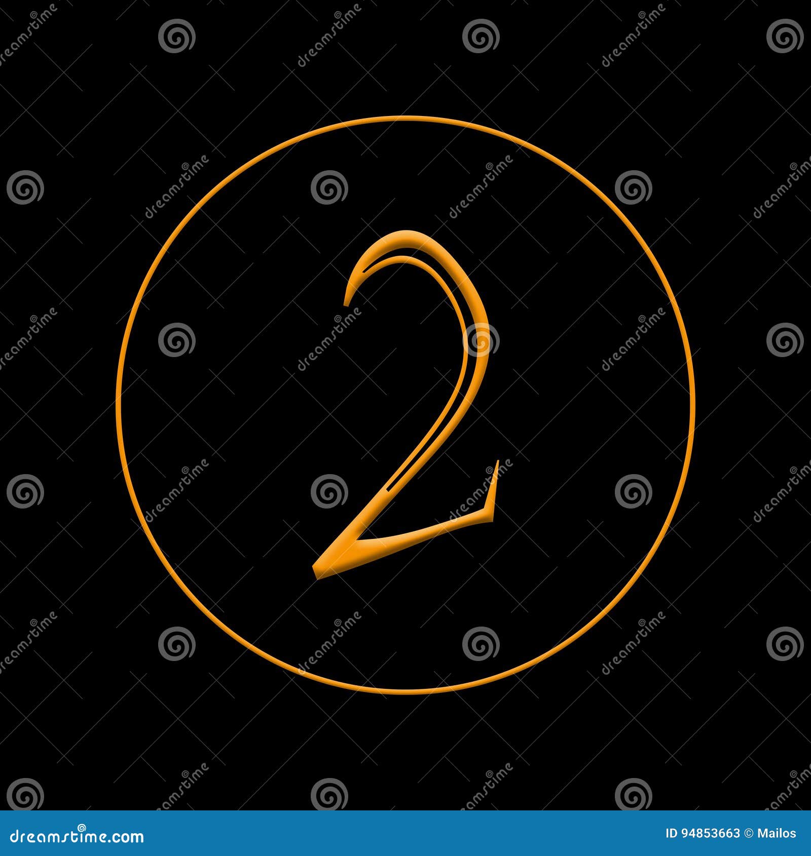 Number Two of Orange on Black Background Stock Illustration ...