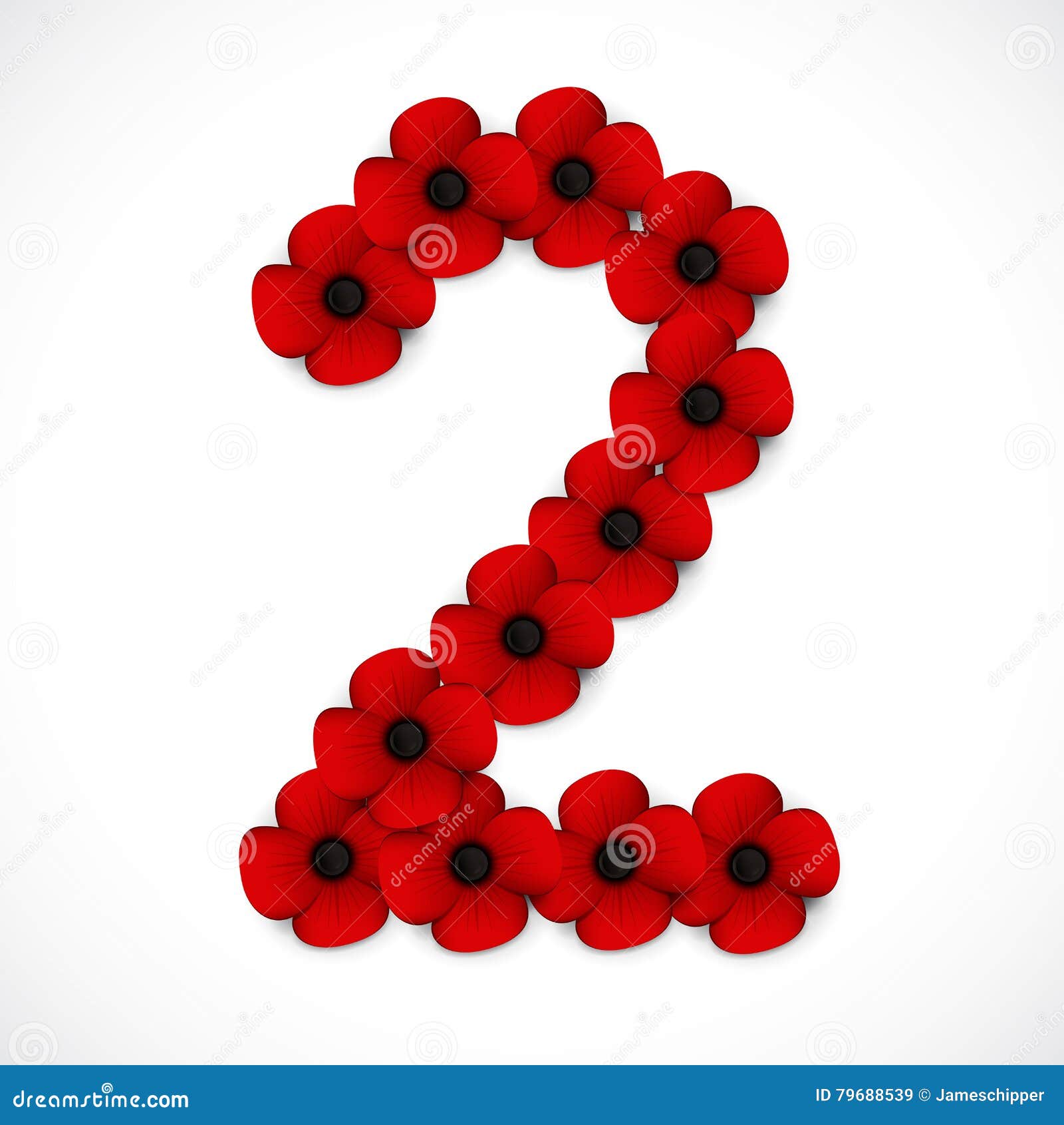 Number two in poppies stock vector. Illustration of plant - 79688539