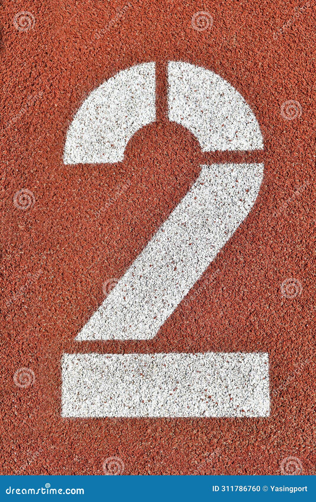 Number Two on a Red Runway is Numbered at a Stadium Stock Photo - Image ...