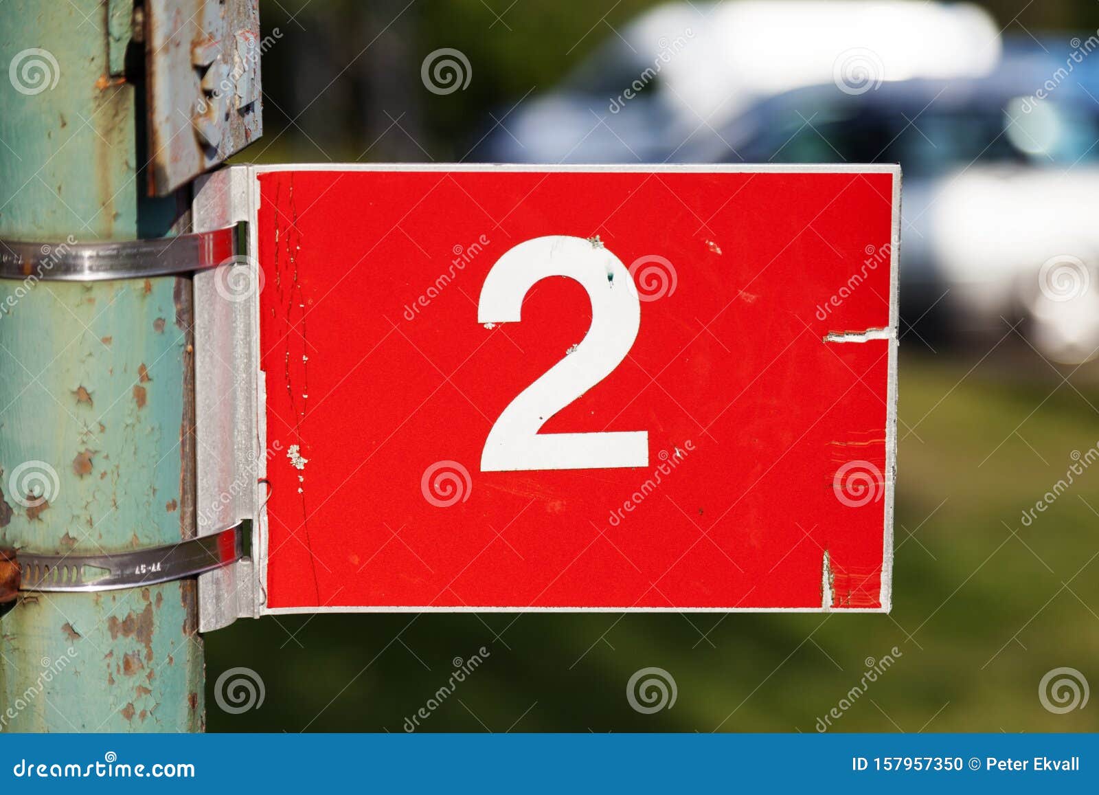 Number Two on a Red Sign with Reflex Numbers Stock Photo - Image of ...