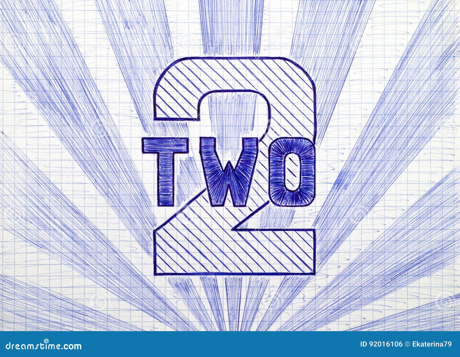 Number Two on the Sheet of Checkered Paper Stock Photo - Image of ...