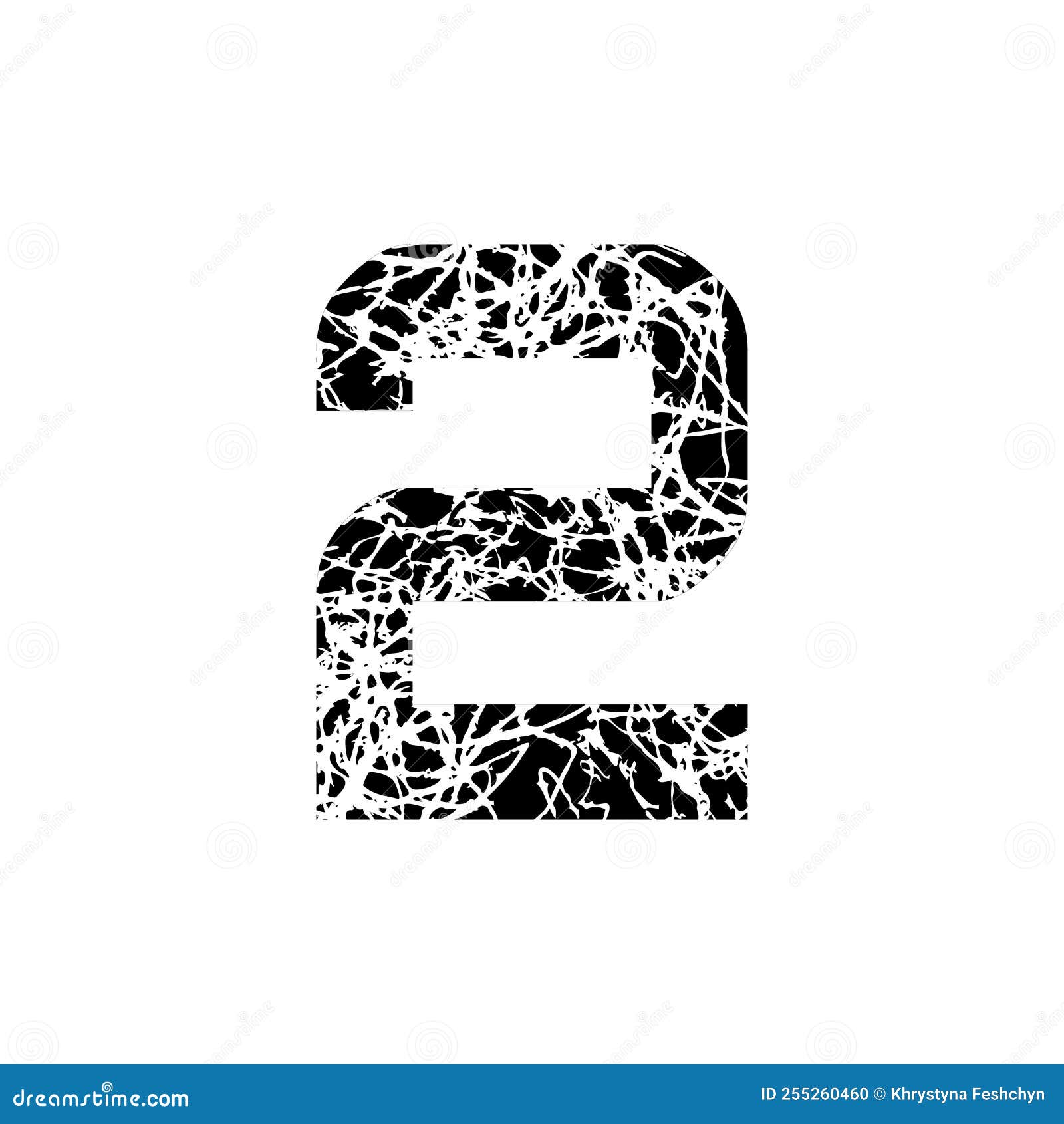 Number Two, Symbol 2. Textured Font Grunge Design Stock Vector ...