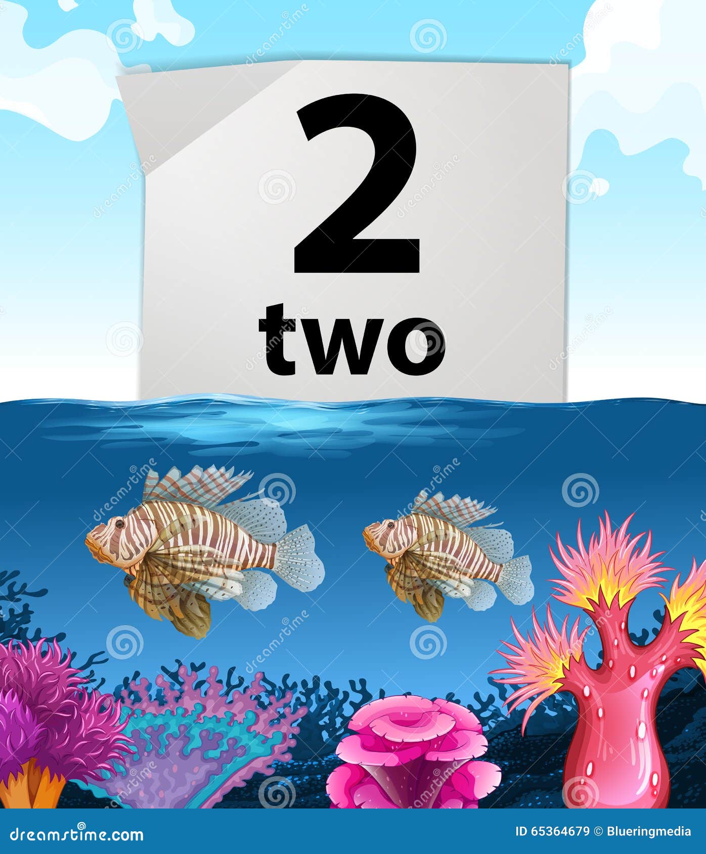 Number Two and Two Fish Under the Sea Stock Vector - Illustration of ...