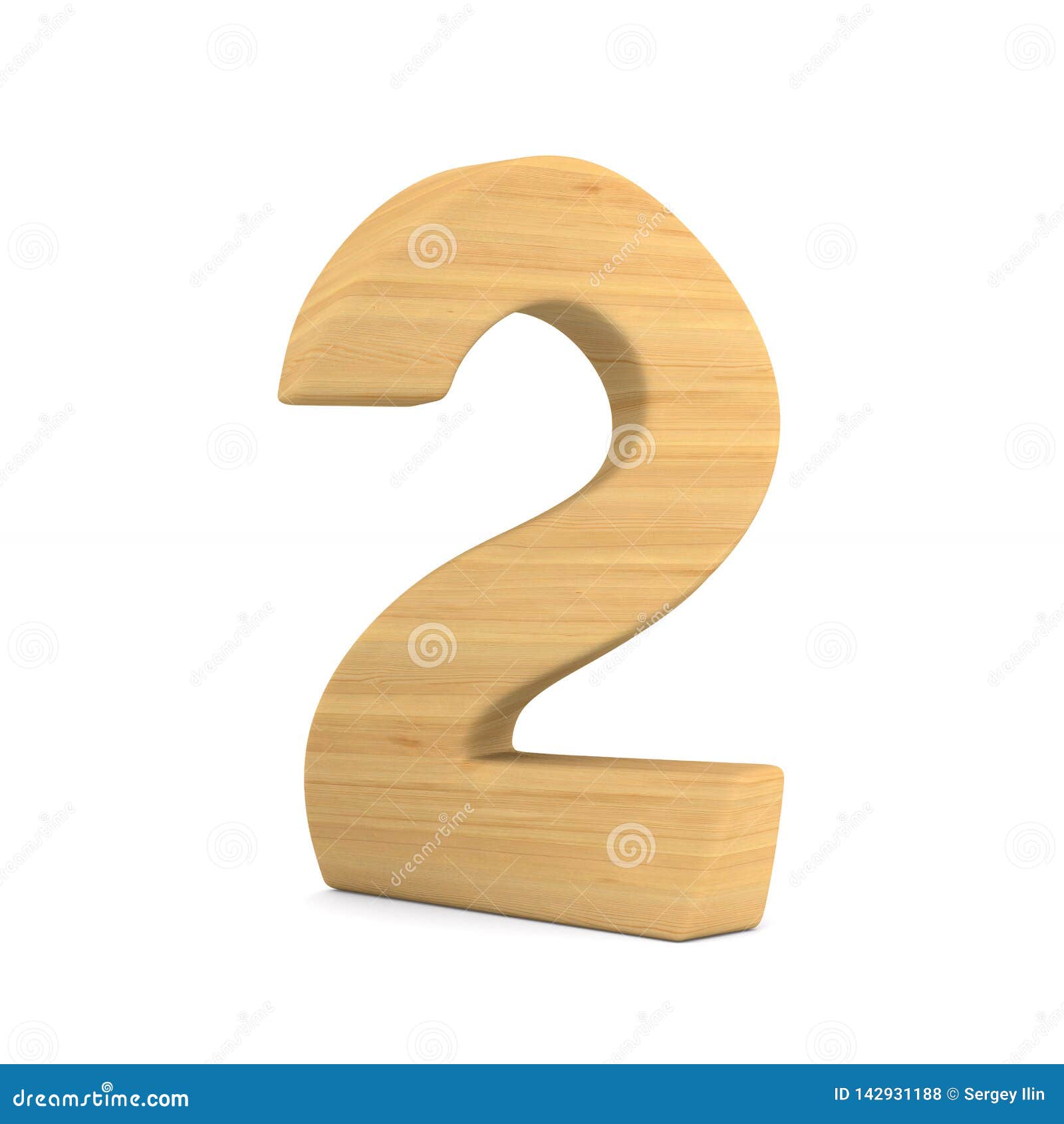 Number Two on White Background. Isolated 3D Illustration Stock ...