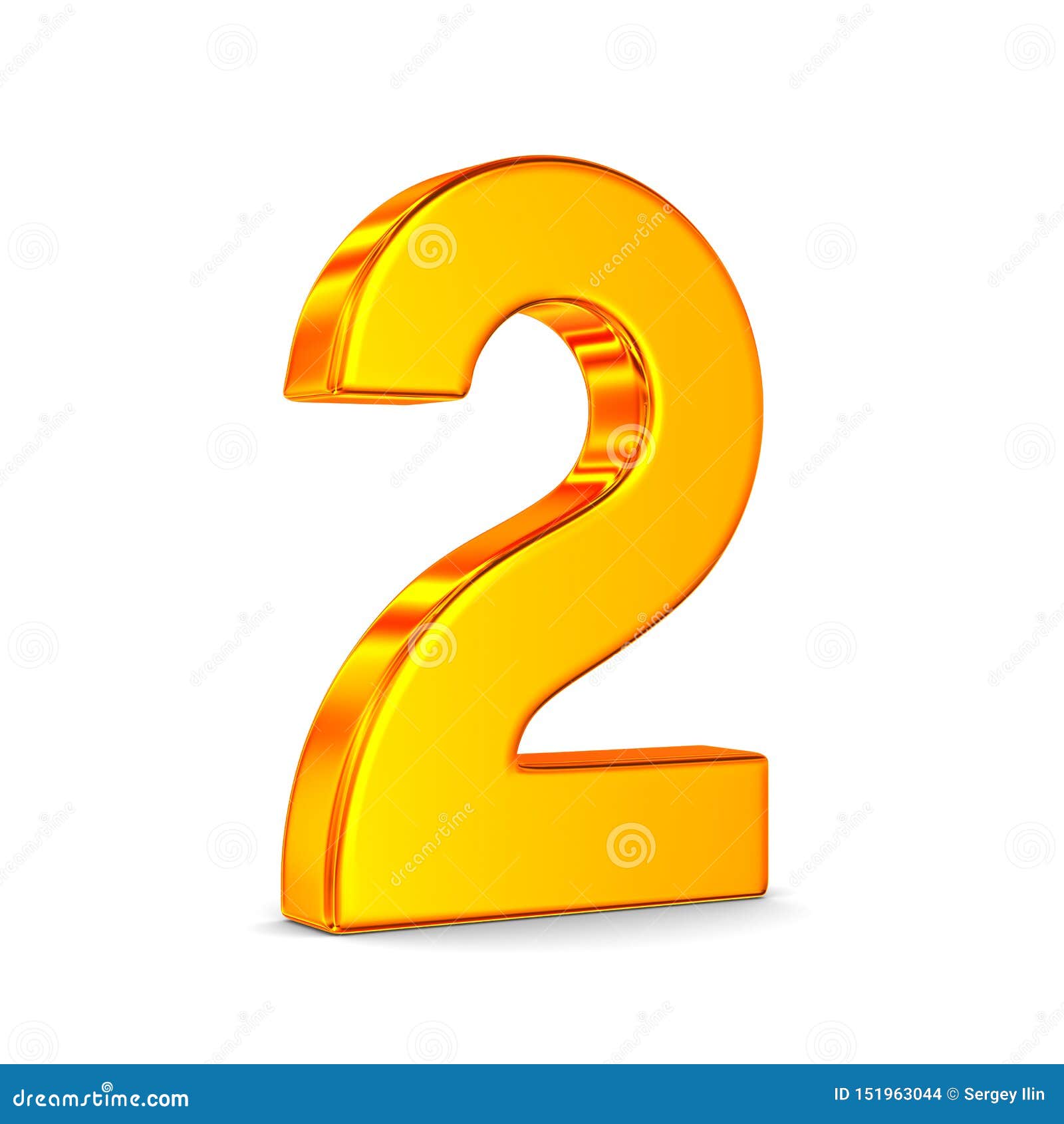 Number Two on White Background. Isolated 3D Illustration Stock ...