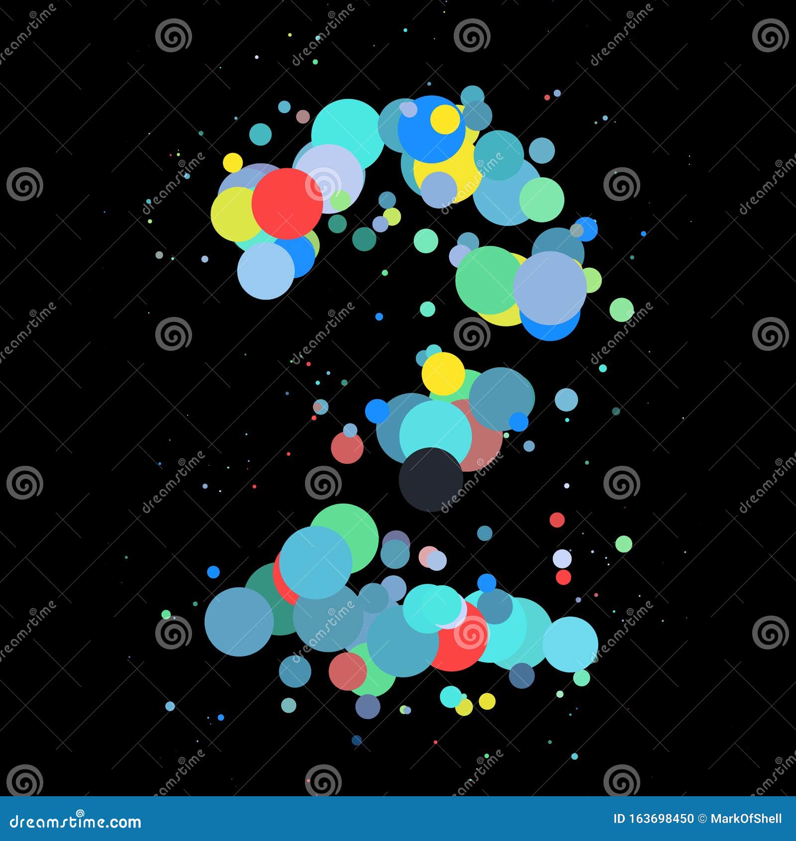 Number Typo Font Irregular Geometric Bubble Circle Sphere Ball Pattern ...