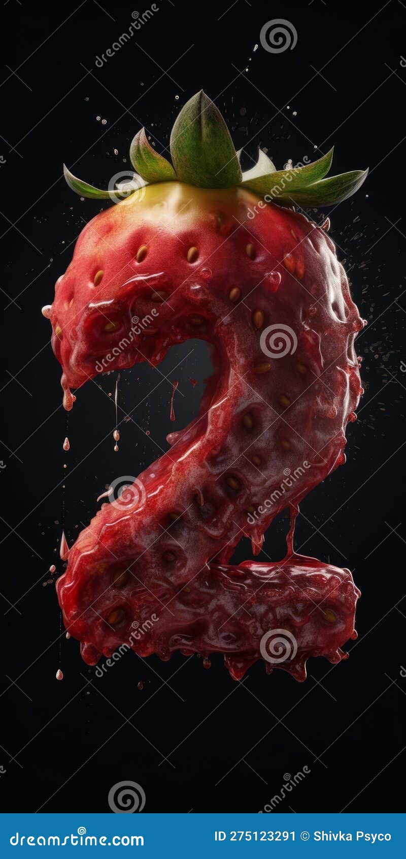 Number 2 Typography Using Strawberry Generative AI Stock Illustration ...