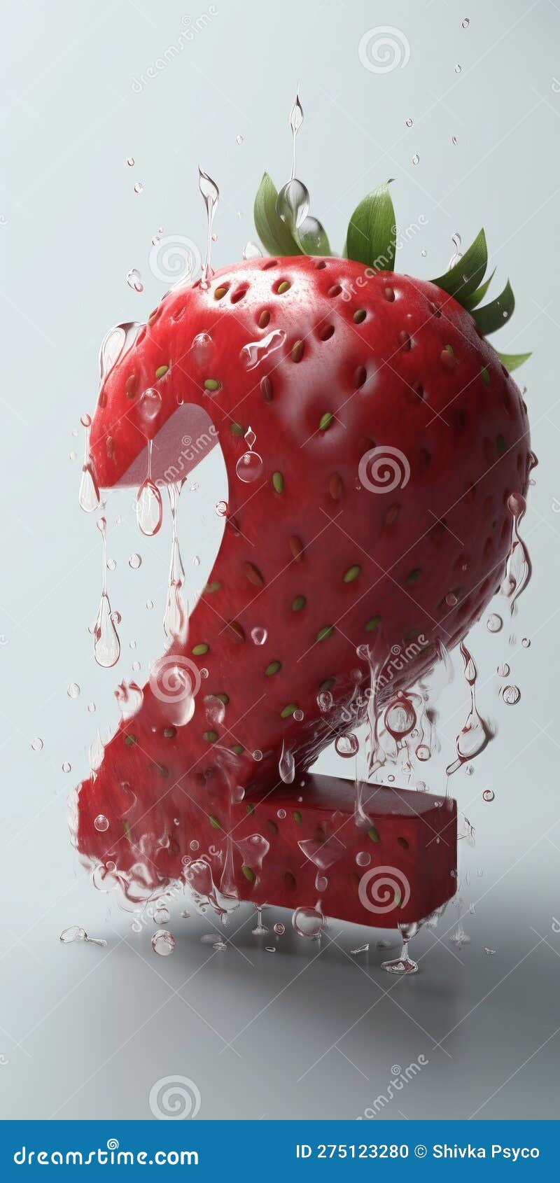 Number 2 Typography Using Strawberry on White Background Generative AI ...